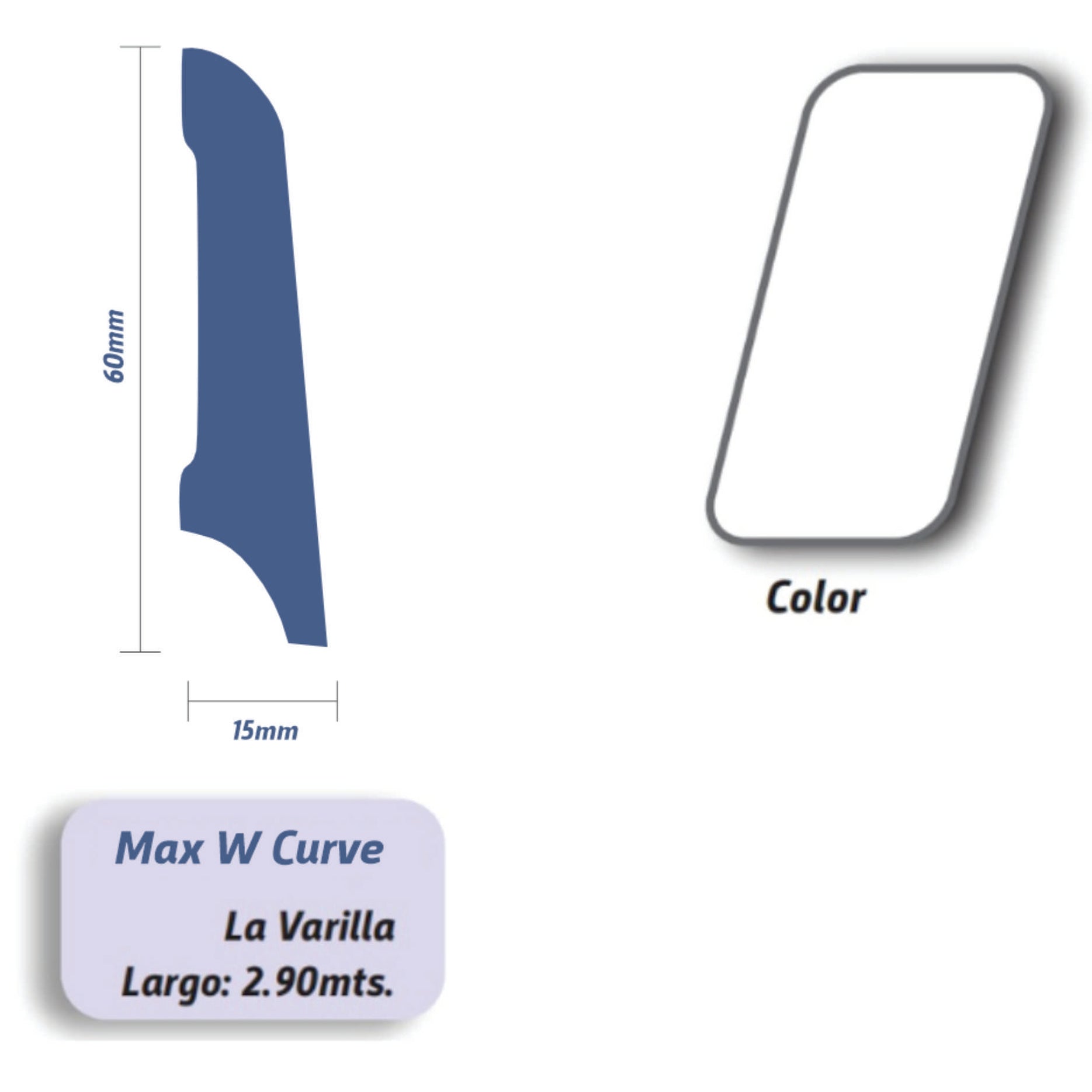 Zocalo Resistente al Agua Curve 6cm MaxW — MAXIPISO